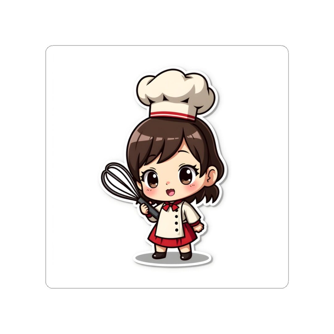Cute Chef Sticker, Kawaii Anime Girl Vinyl Decal, Laptop Sticker, Water ...