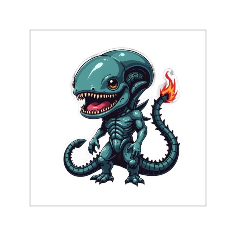 Alien Creature Vinyl Sticker, Cartoon Monster Laptop Decal, Sci-fi ...