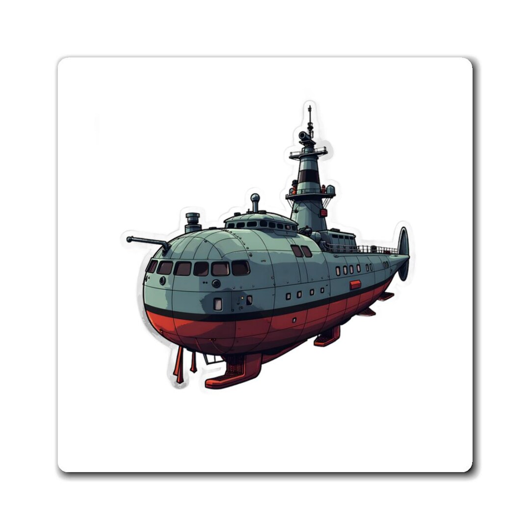 Steampunk Submarine Fridge Magnet, Nautical Kitchen Magnet, Cartoon ...