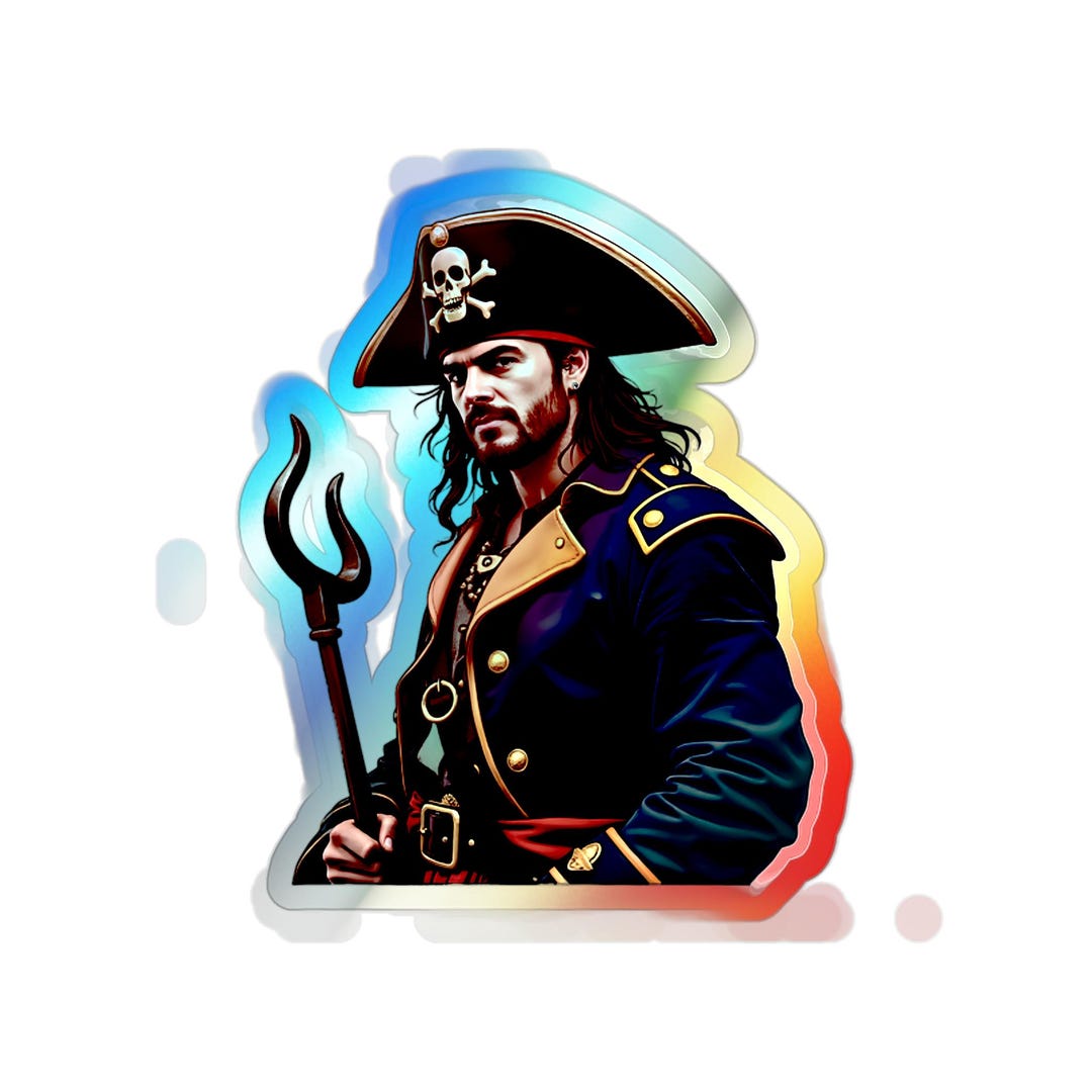 Pirate Captain Holographic Sticker, Vinyl Laptop Decal, Waterproof ...