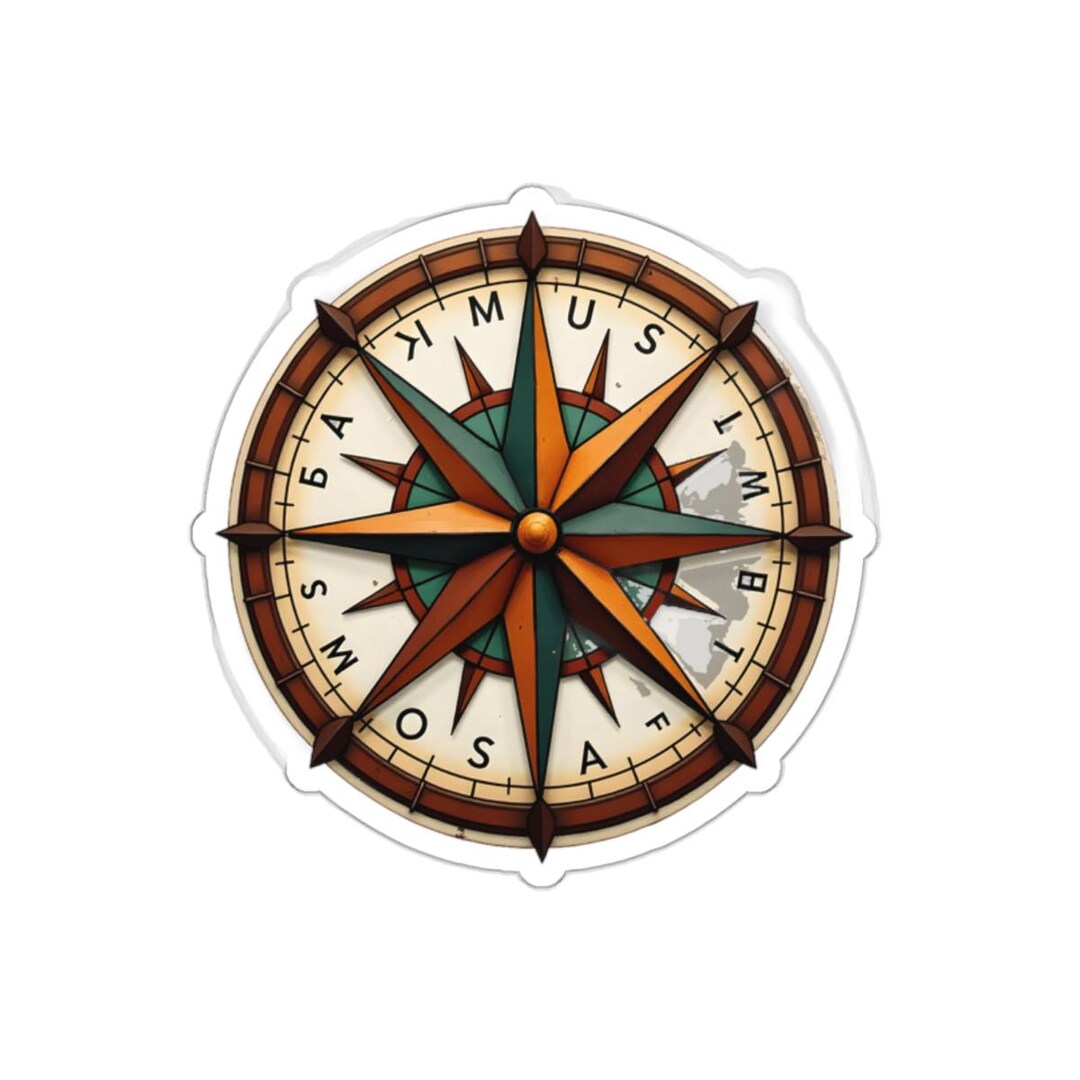 Compass Rose Sticker, Vintage Nautical Decal, Laptop Sticker ...
