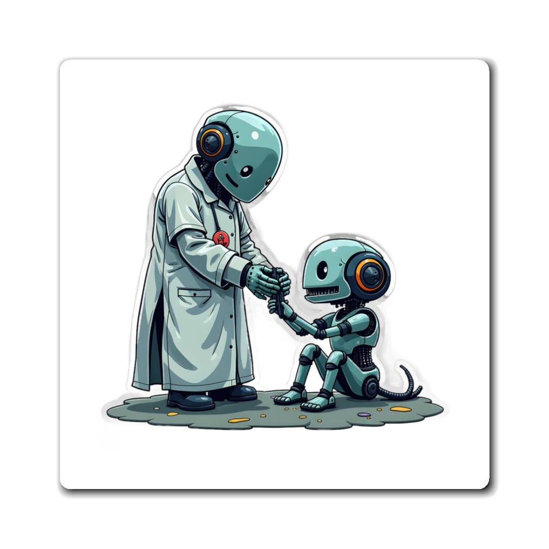 Robot Handshake Fridge Magnet, AI Friendship Kitchen Magnet, Tech Lover ...