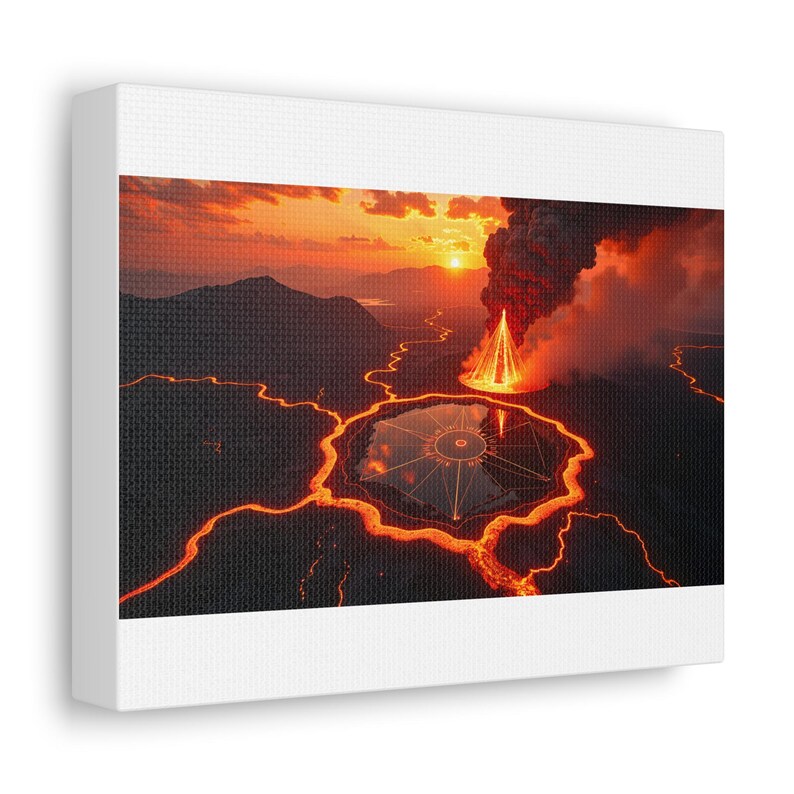 Volcanic Eruption Canvas Wall Art | Fantasy Landscape Home Decor for ...
