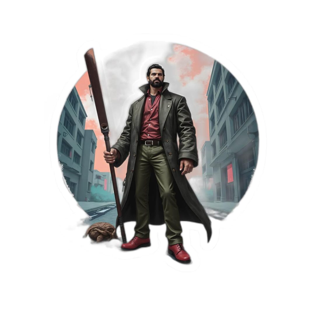 Post Apocalyptic Warrior Sticker - Dystopian Survivor Digital Art ...