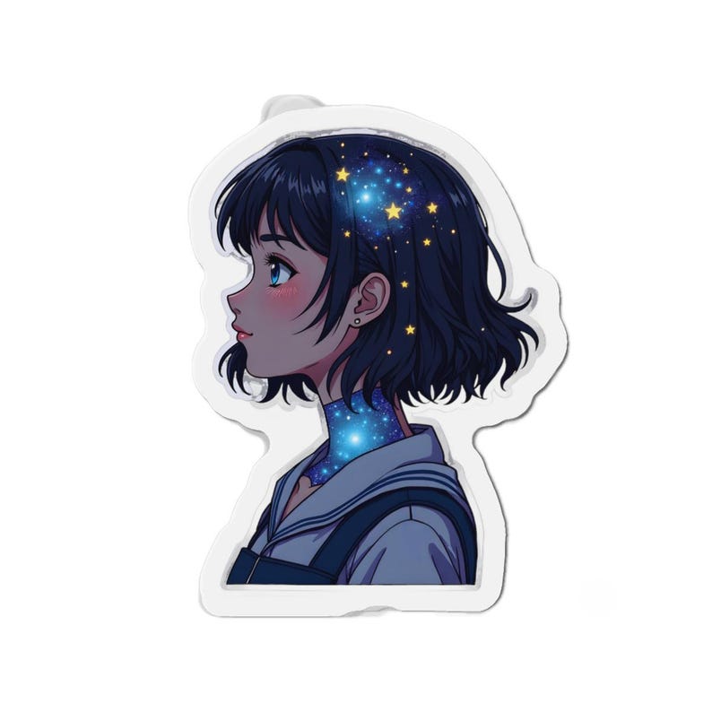 Anime Girl Fridge Magnet, Galaxy Space Kitchen Magnet, Dreamy Cosmic ...