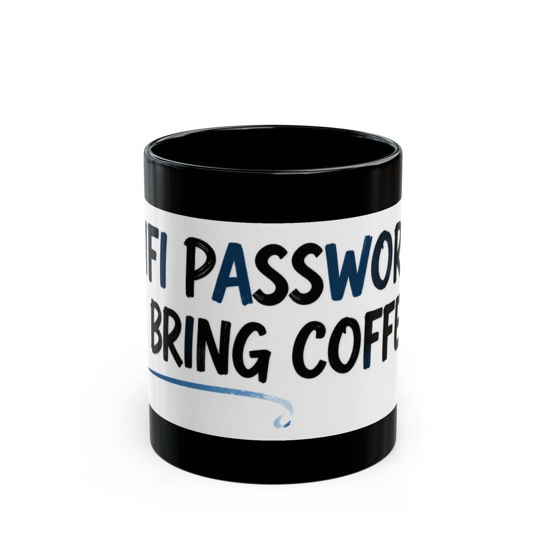 Wifi Password Coffee Mug, Funny Host Gift, Black Glossy Ceramic Cup ...