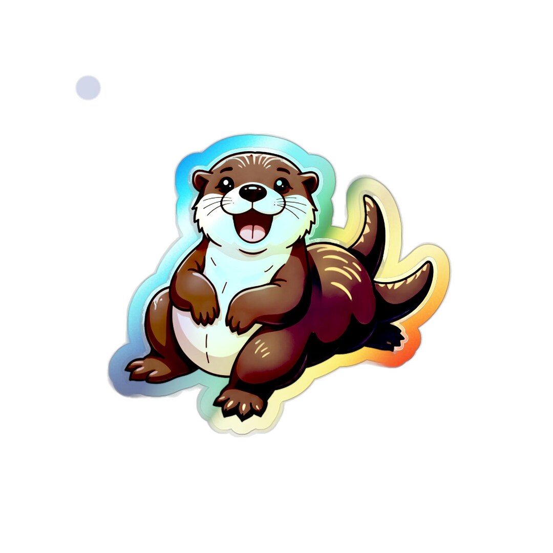 Cute Otter Sticker, Holographic Laptop Decal, Kawaii Animal Vinyl ...