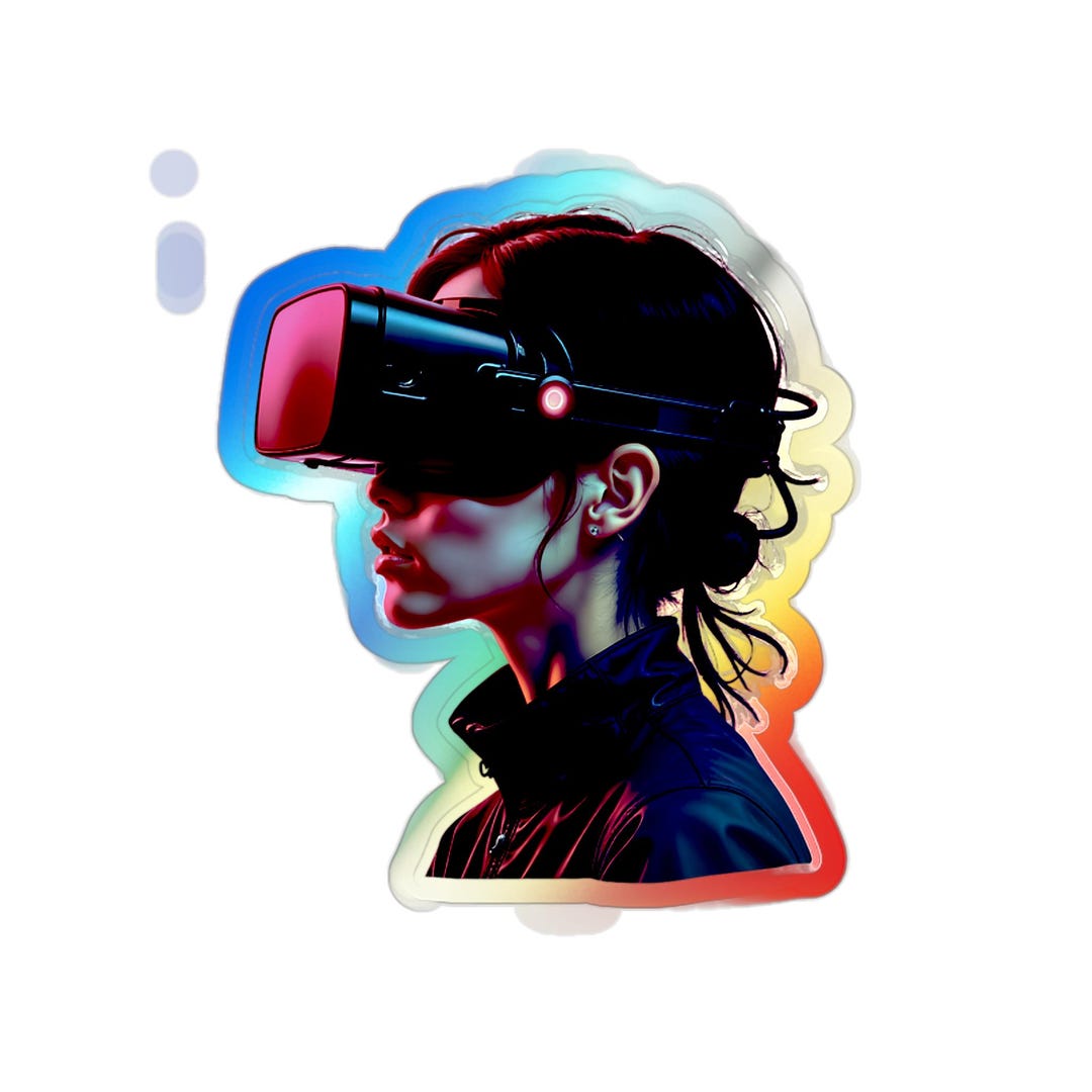VR Headset Holographic Sticker, Cyberpunk Laptop Decal, Gaming Vinyl ...
