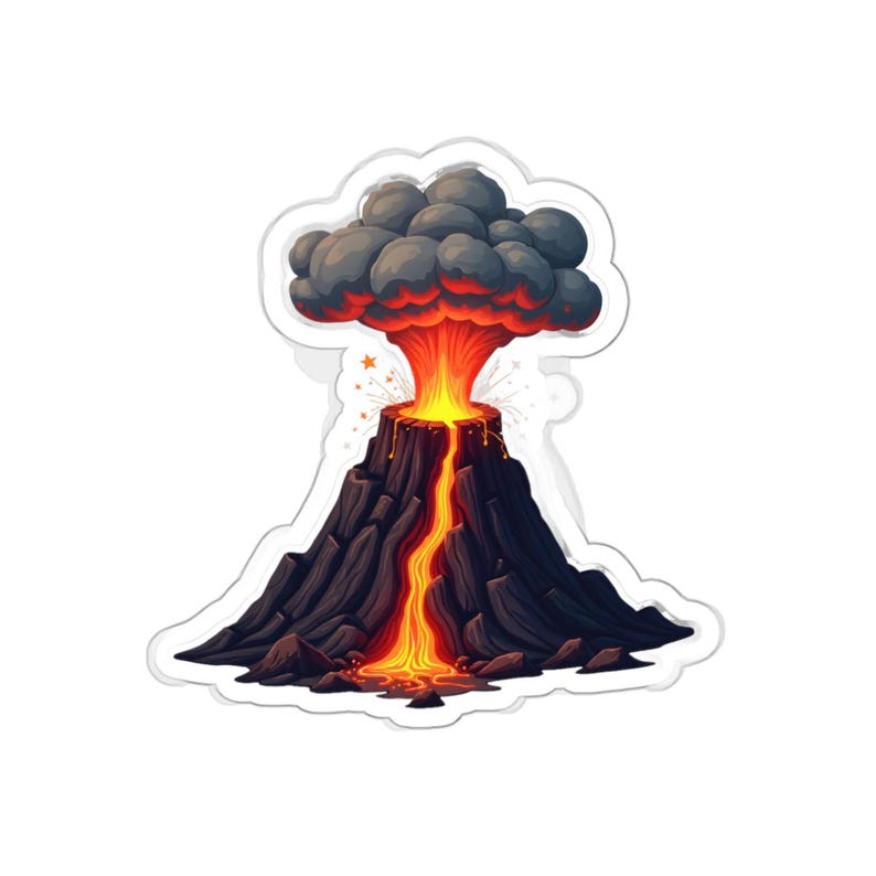 Volcano Eruption Sticker, Lava Die Cut Decal, Laptop Sticker, Science ...
