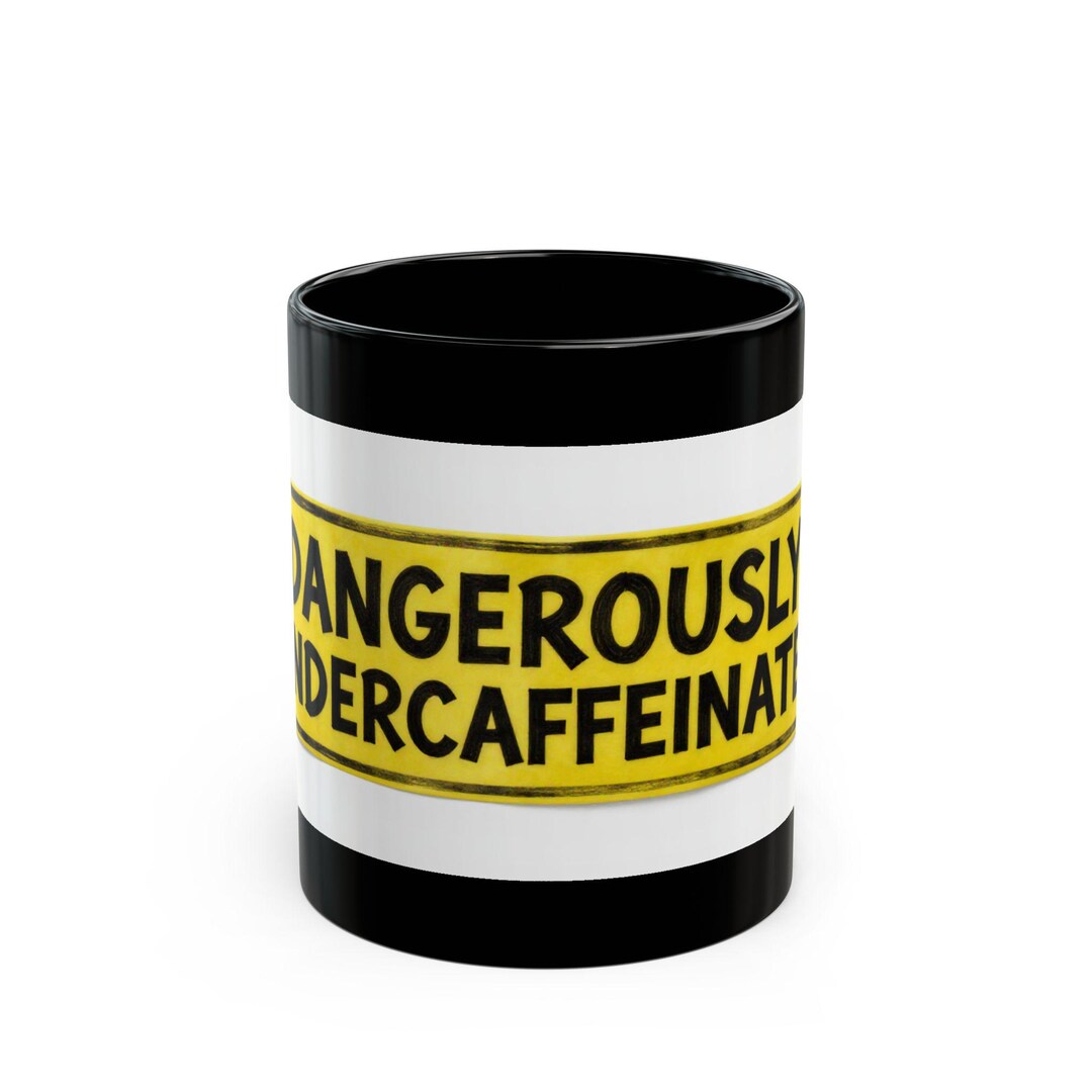 Coffee Warning Sign Mug, Funny Caffeine Coffee Cup, Vintage Black Mug ...