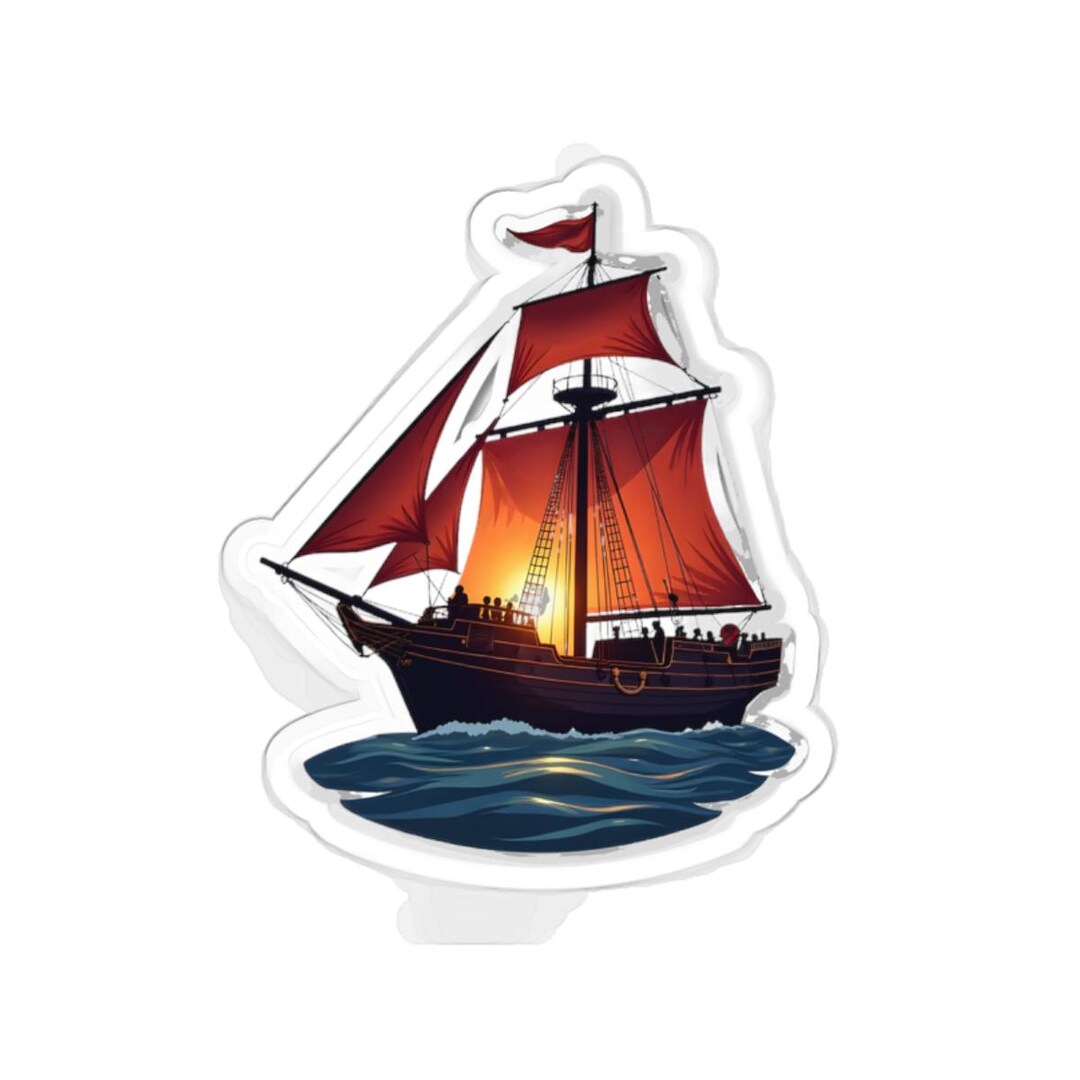Pirate Ship Sticker, Nautical Laptop Decal, Adventure Vinyl Sticker ...