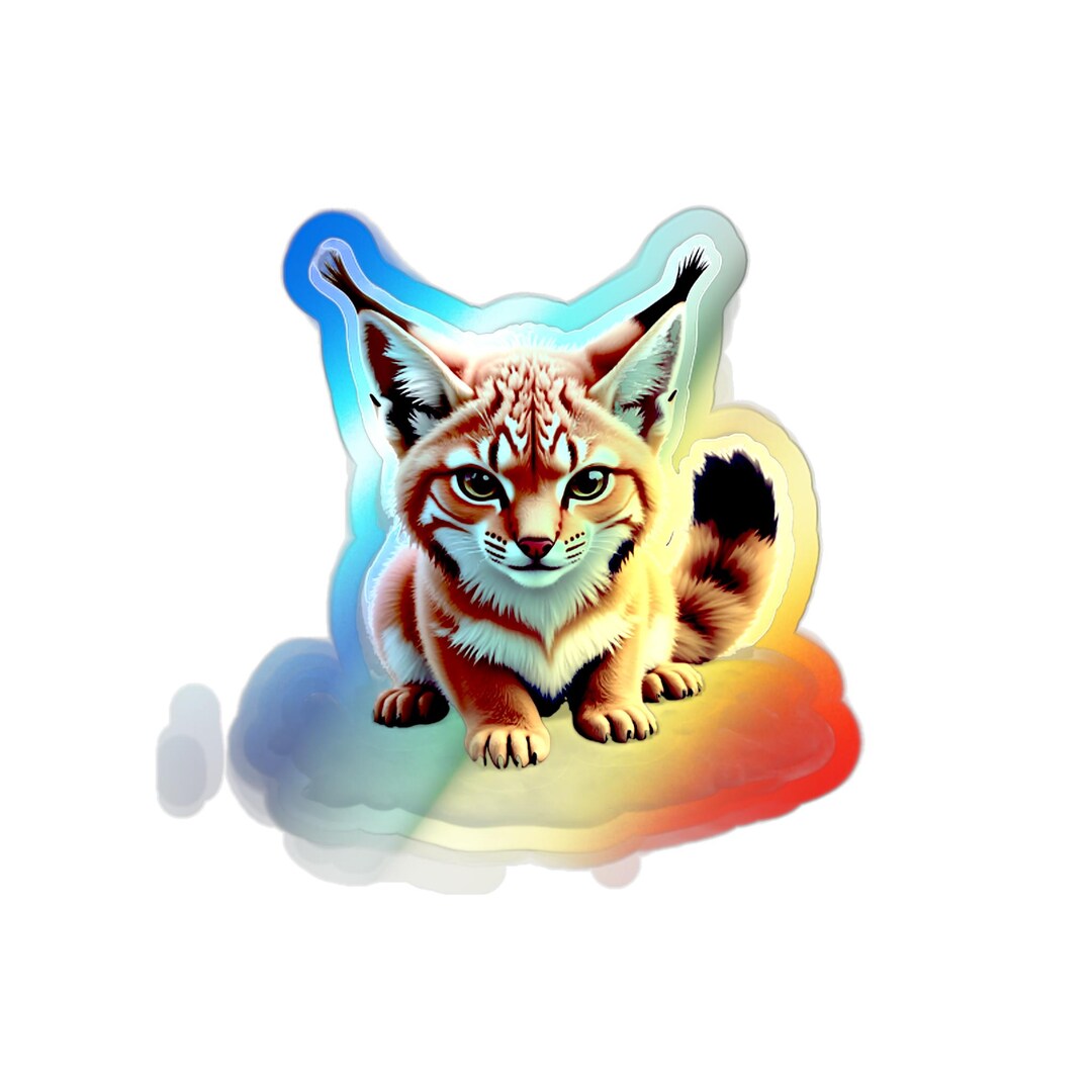 Lynx Kitten Holographic Sticker, Cute Animal Laptop Decal, Waterproof ...