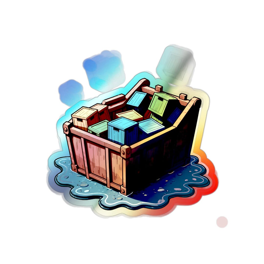 Shipping Crates Holographic Sticker, Cargo Box Vinyl Decal, Logistics ...