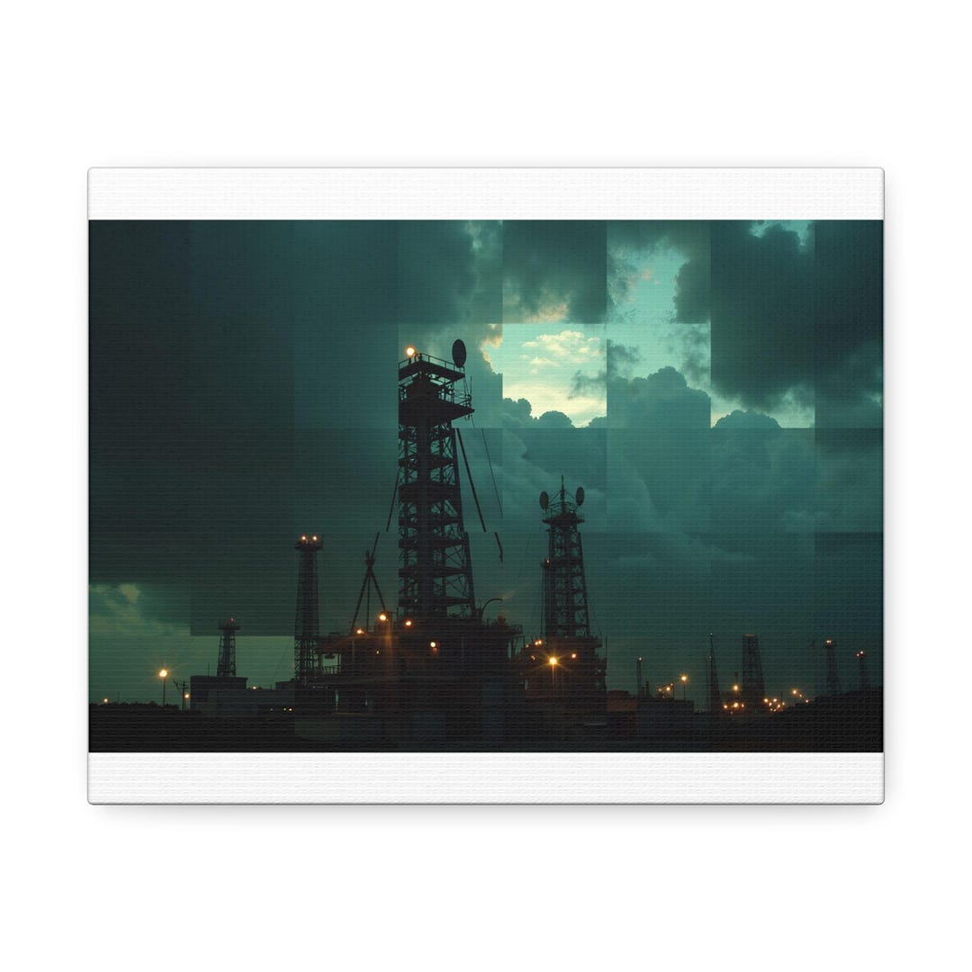 Oil Rig Canvas Wall Art | Industrial Photography Home Decor for Living ...
