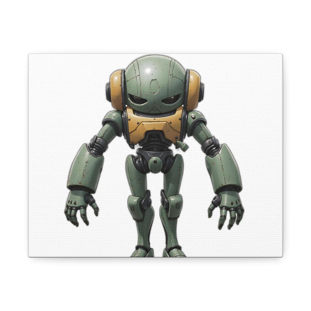 Cute Robot Character Canvas Print - Retro Sci-fi Android Mech Cartoon ...