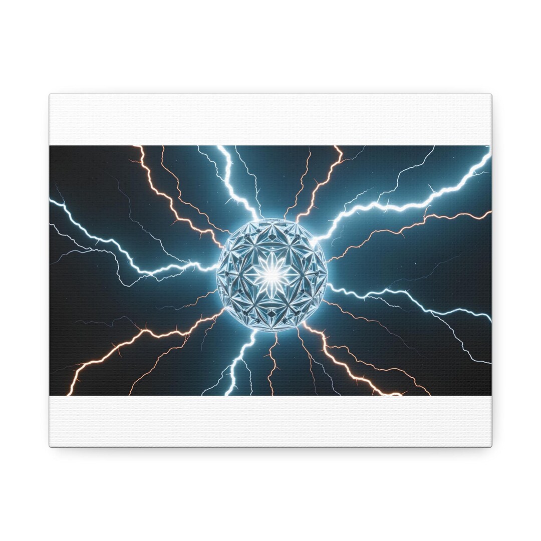 Sacred Geometry Lightning Canvas Wall Art | Electric Blue Spiritual ...