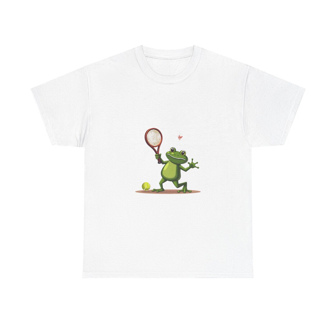 Cartoon Frog Tennis Player T-shirt, Funny Sports Graphic Tee, Kids ...
