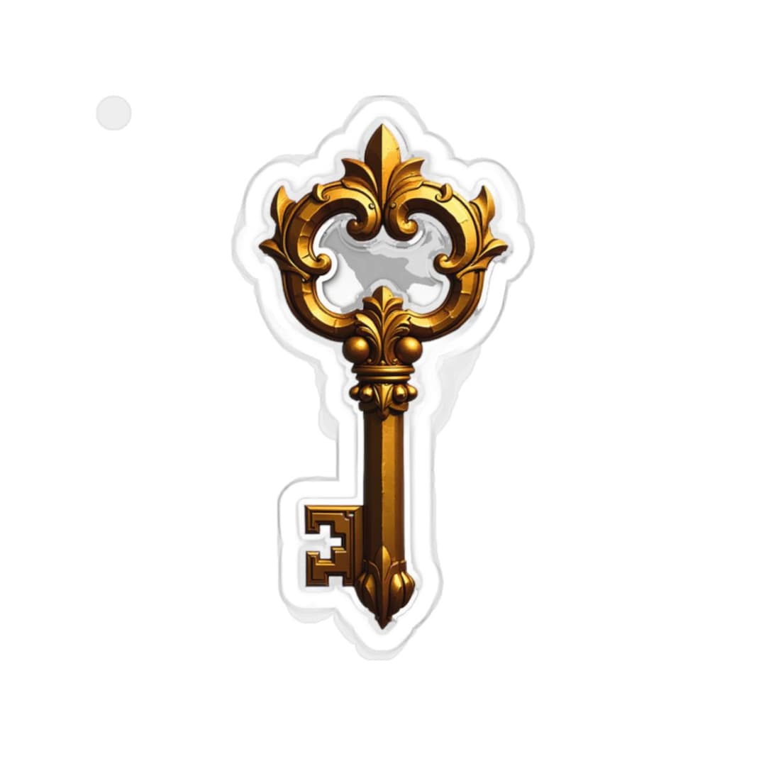Ornate Key Sticker, Baroque Vintage Decal, Waterproof Laptop Sticker ...
