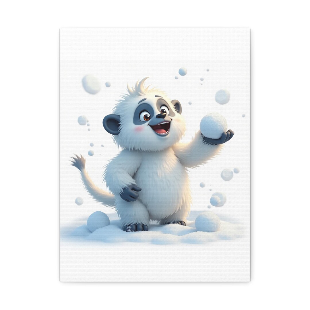 Cute Yeti Wall Art | Whimsical Fantasy Canvas | Winter Creature Home ...