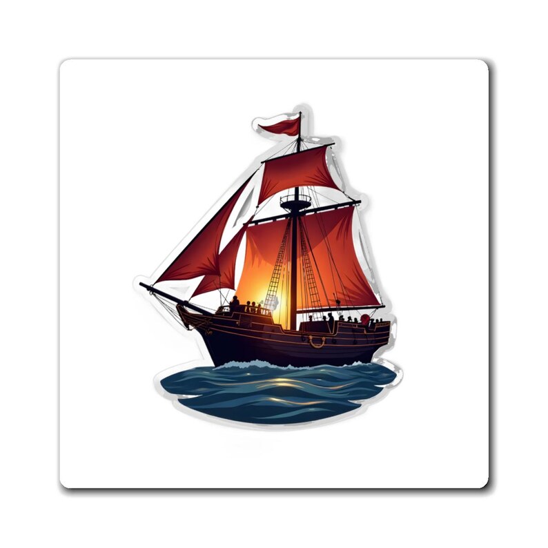 Pirate Ship Fridge Magnet, Nautical Kitchen Magnet, Adventure ...