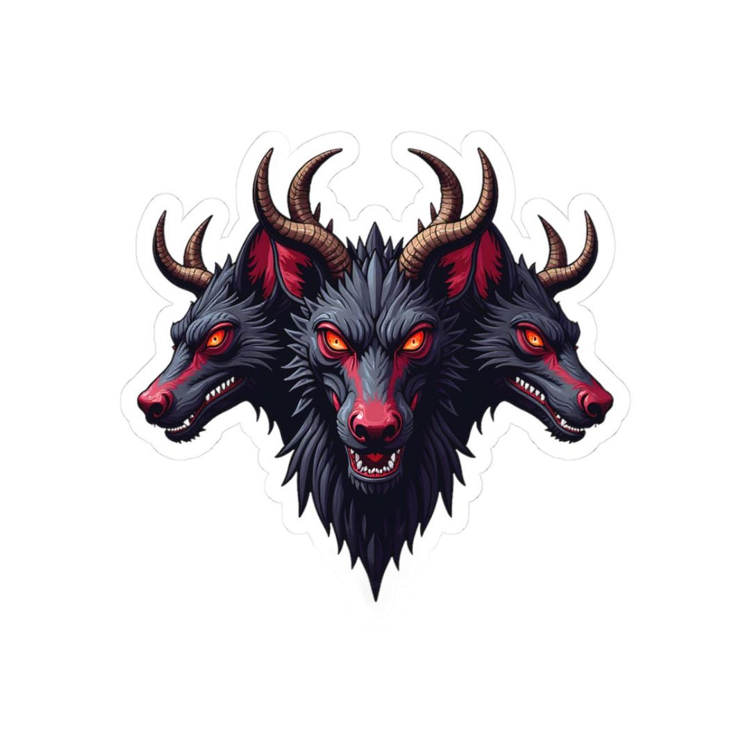 Demon Sticker Three Headed Beast, Laptop Decal Vinyl, Cerberus Gothic ...