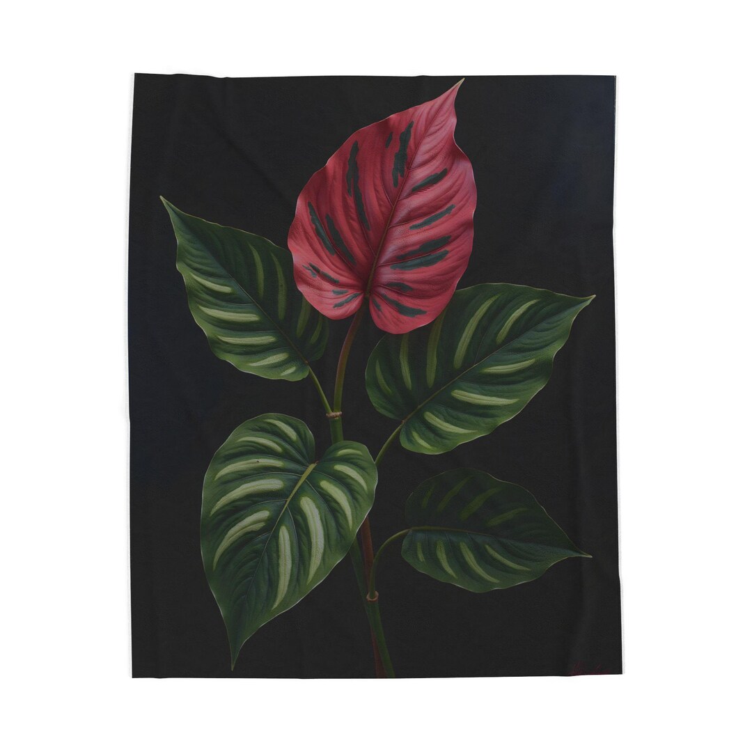Tropical Plant Throw Blanket, Living Room Decor, Botanical Illustration ...