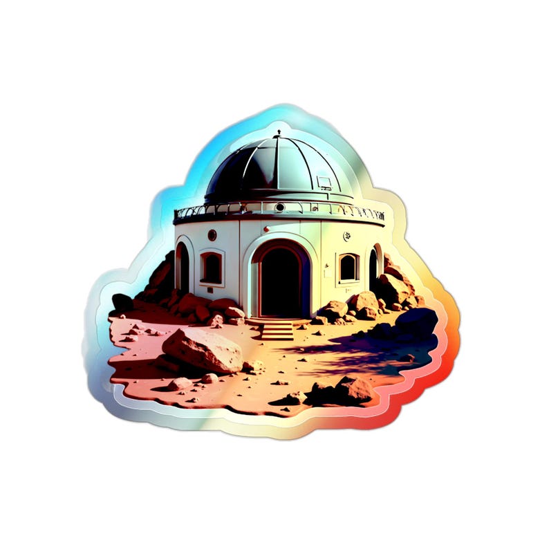 Mars Observatory Holographic Sticker, Space Laptop Decal, Astronomy ...