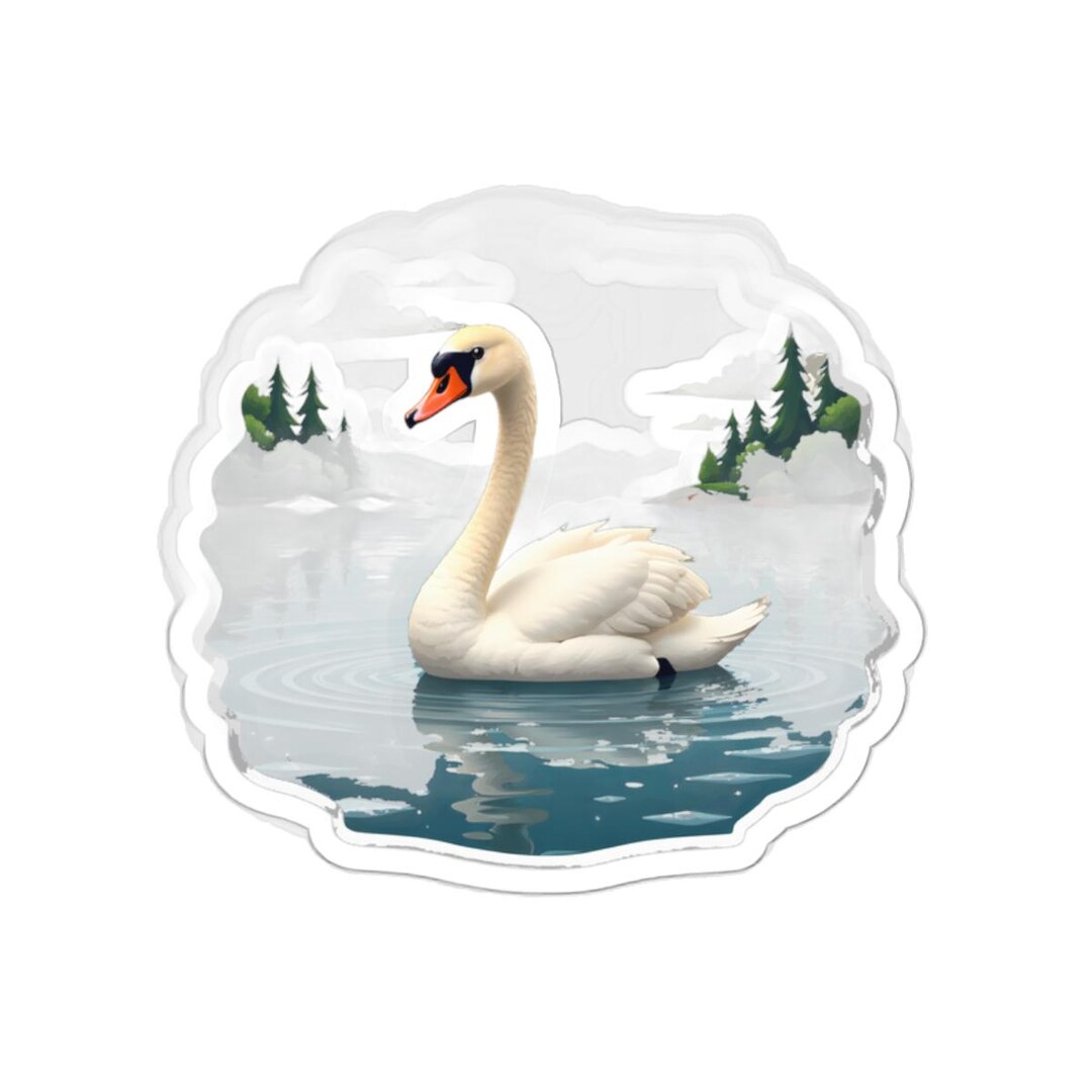 Swan Lake Sticker, Die Cut Vinyl Decal, Waterproof Laptop Sticker ...