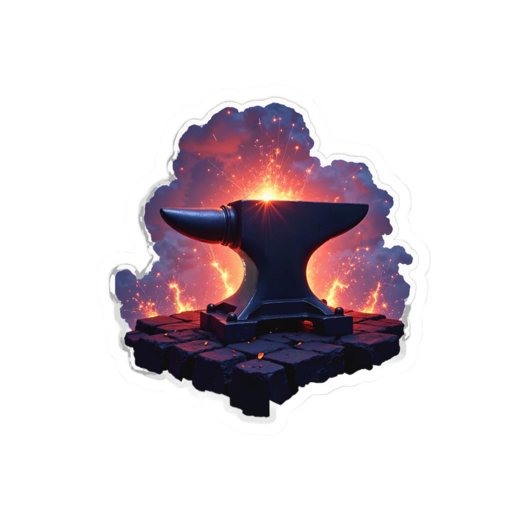 Fantasy Anvil Sticker, Blacksmith Vinyl Decal, Magic Forge Laptop ...