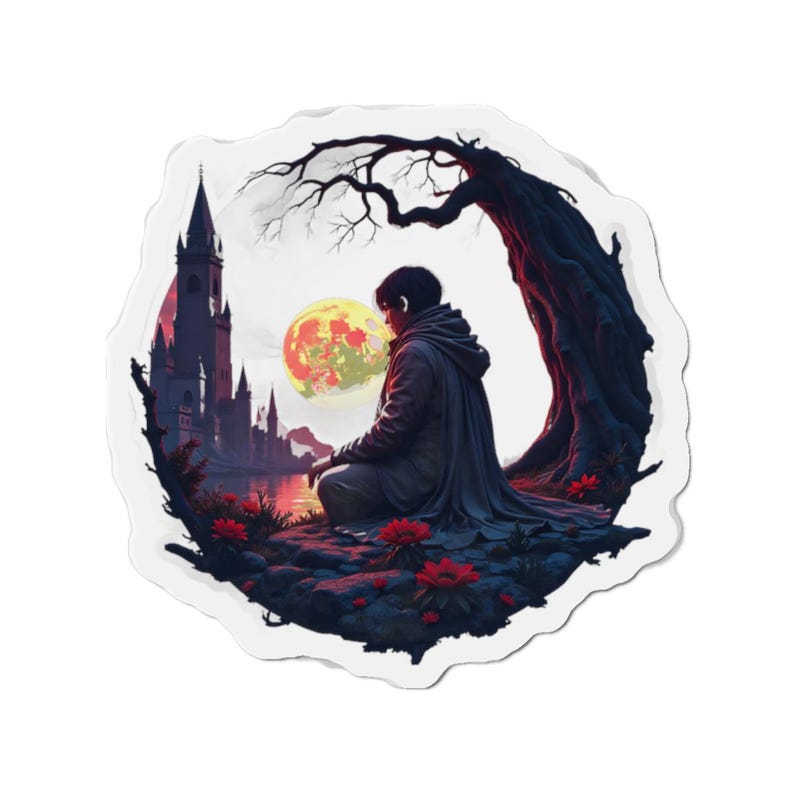 Gothic Fantasy Magnet, Hooded Figure Fridge Magnet, Mystical Kitchen ...