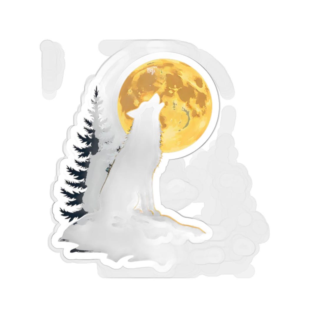 Wolf Howling Sticker, Vinyl Laptop Decal, Waterproof Die Cut Sticker ...