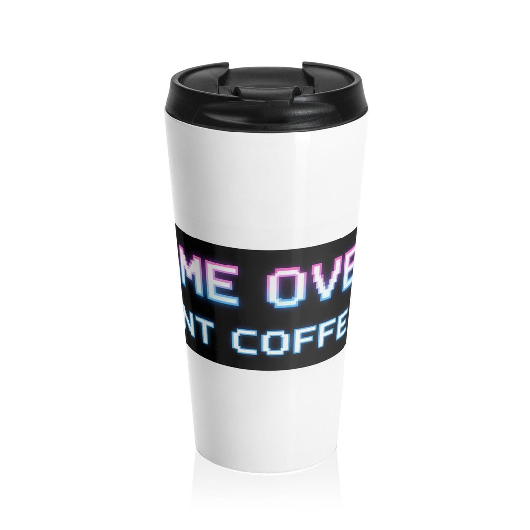 Gaming Travel Mug, Game Over Coffee Pixel Art, Gamer Gift Mug, Retro ...