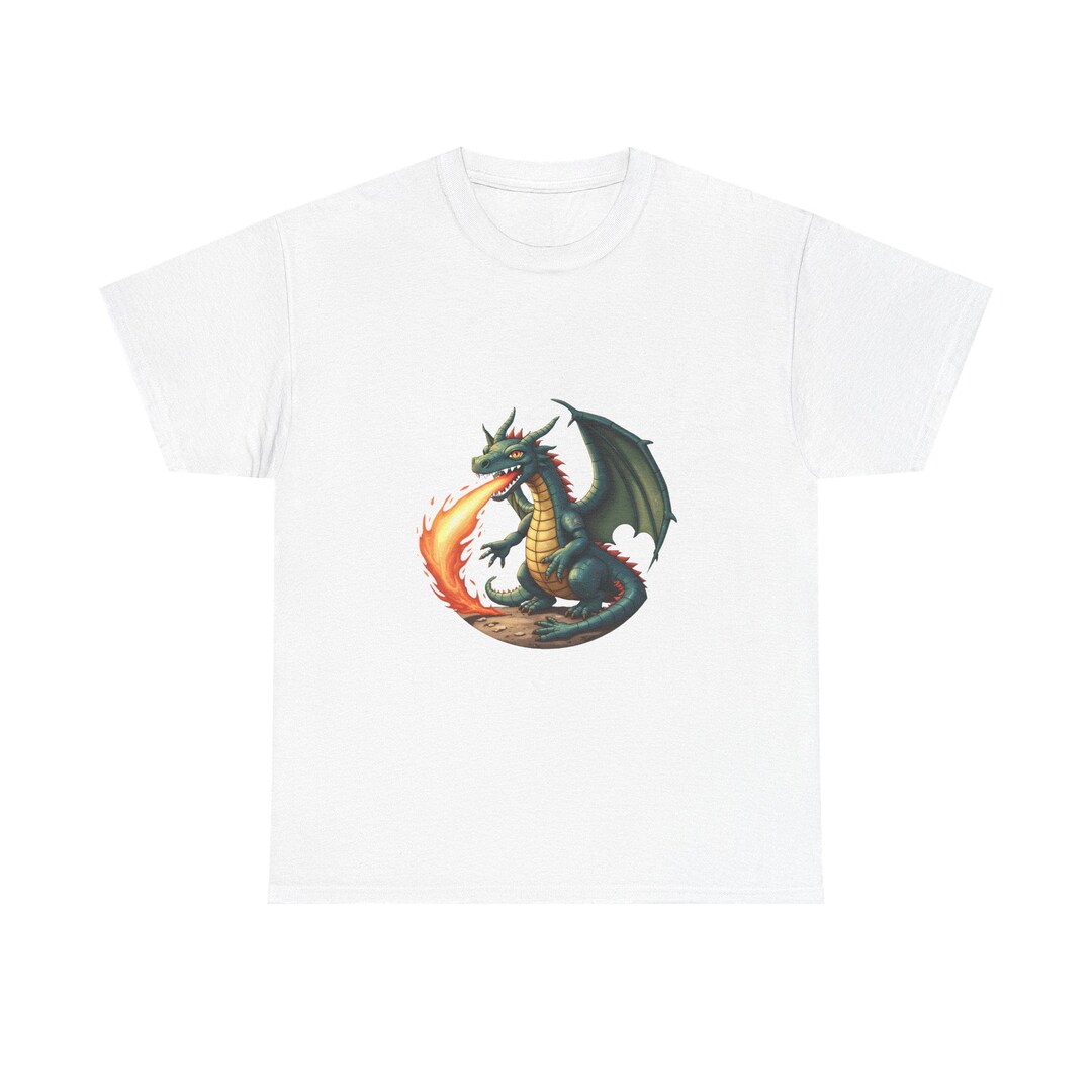 Dragon Graphic Tee, Fire Dragon T-shirt, Fantasy Cartoon Shirt, Gamer ...