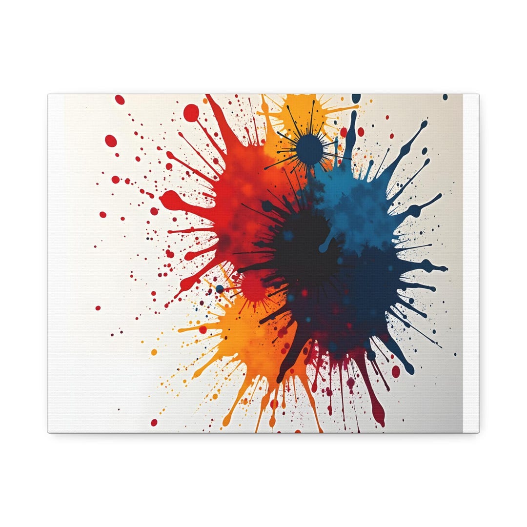 Paint Splatter Canvas Wall Art, Abstract Expressionism Living Room ...