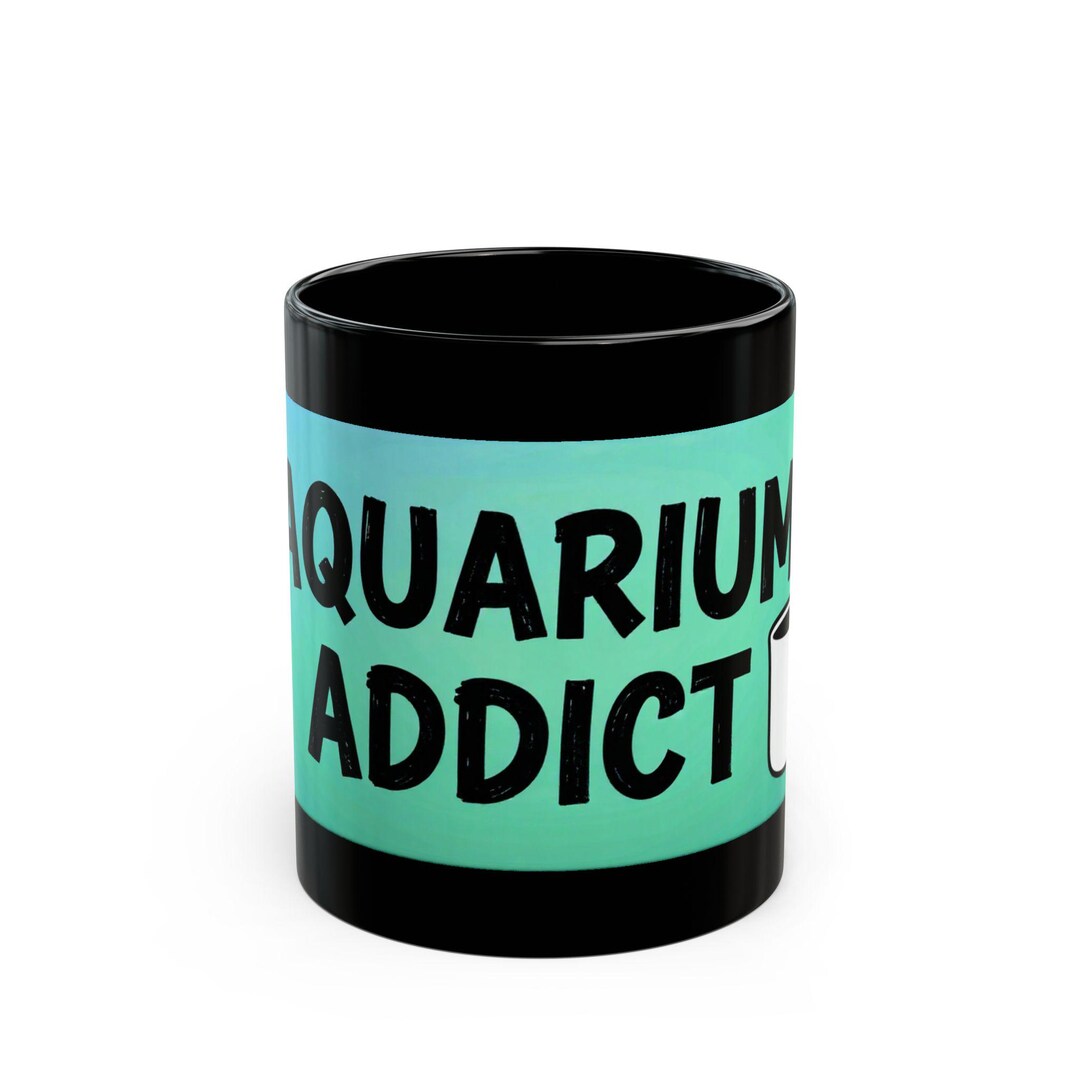 Aquarium Fish Tank Coffee Mug, Funny Fish Keeper Gift Mug, Black Glossy ...