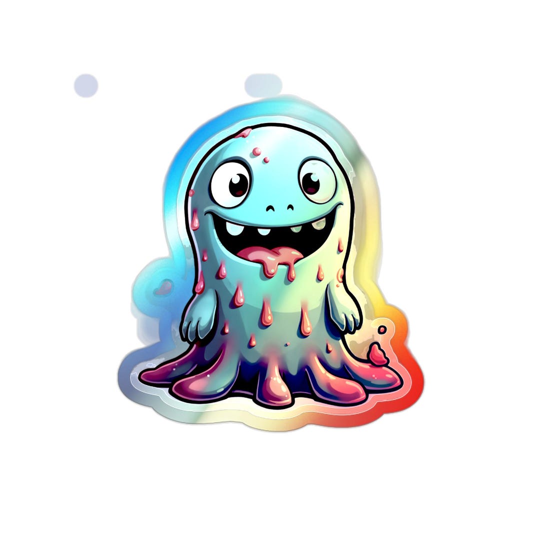 Cute Slime Monster Holographic Sticker, Kawaii Laptop Decal, Anime ...
