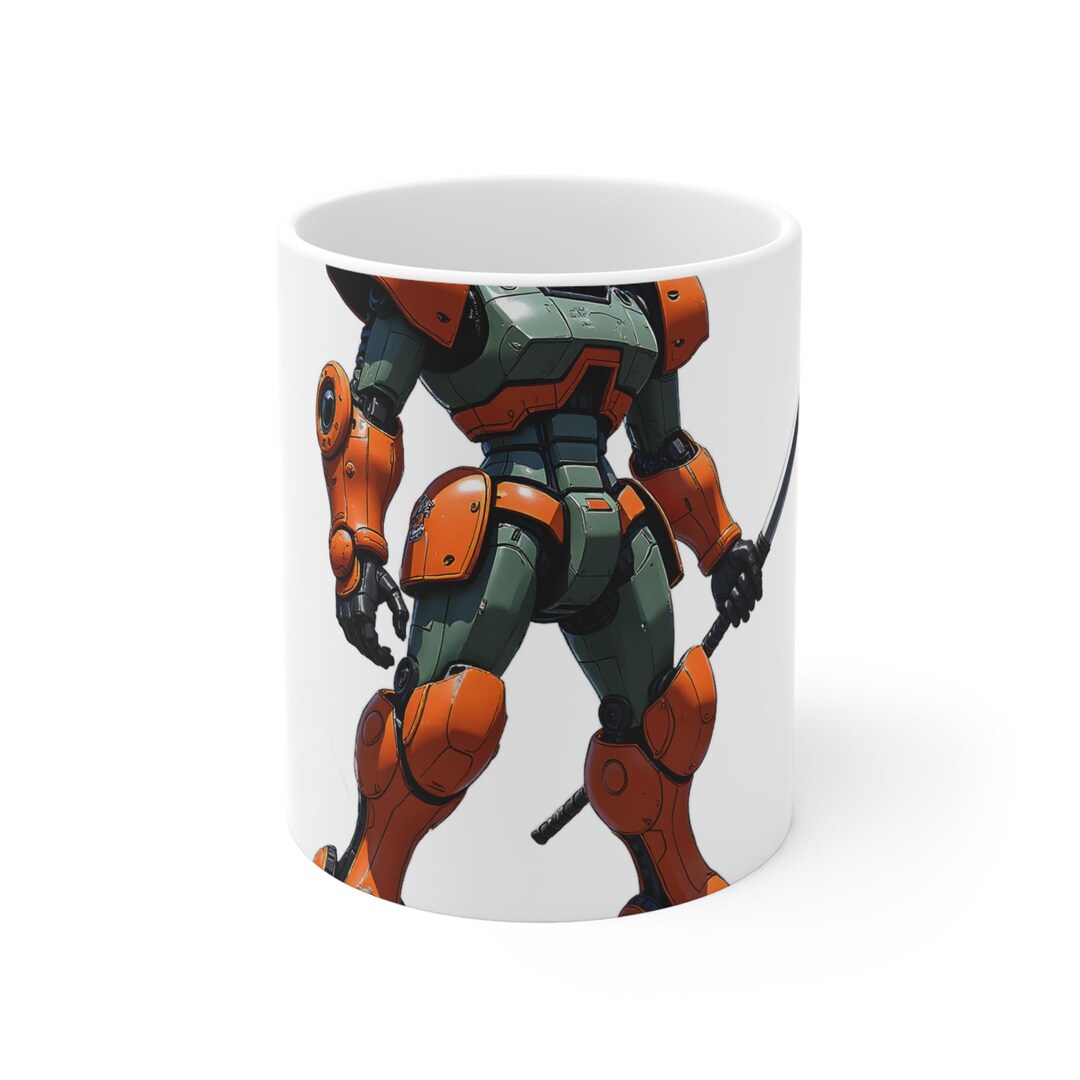 Robot Samurai Mug 11oz, Mecha Warrior Coffee Cup, Anime Robot Art, Sci ...