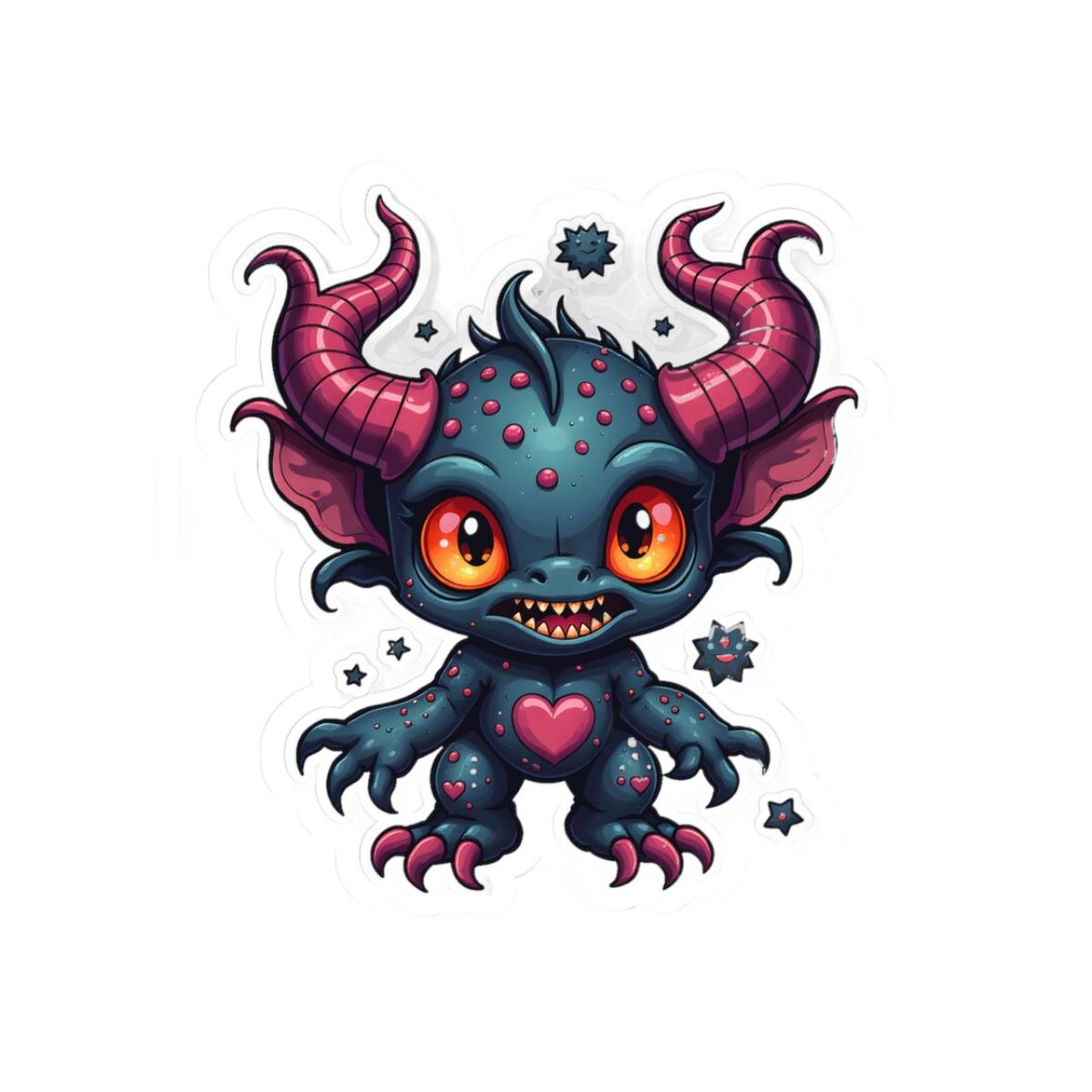 Cute Demon Sticker, Kawaii Monster Vinyl Decal, Chibi Devil Laptop ...