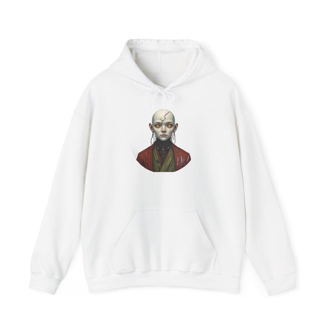 Cyberpunk Monk Hoodie, Futuristic Sci-fi Sweatshirt, Digital Art Cozy ...