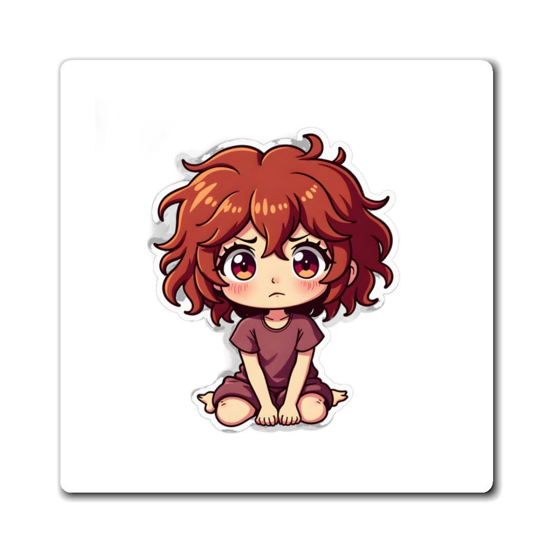 Sad Anime Girl Fridge Magnet, Kawaii Chibi Kitchen Magnet, Cute ...