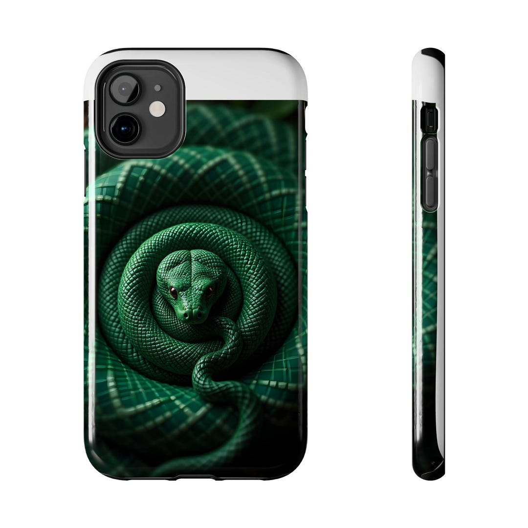 Snake Phone Case, Emerald Green Coiled Serpent Tough Case, iPhone ...