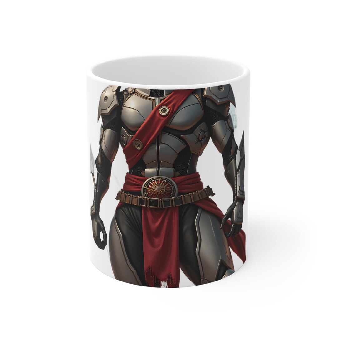 Fantasy Warrior Mug, Armored Knight Coffee Cup, Medieval Paladin Art ...