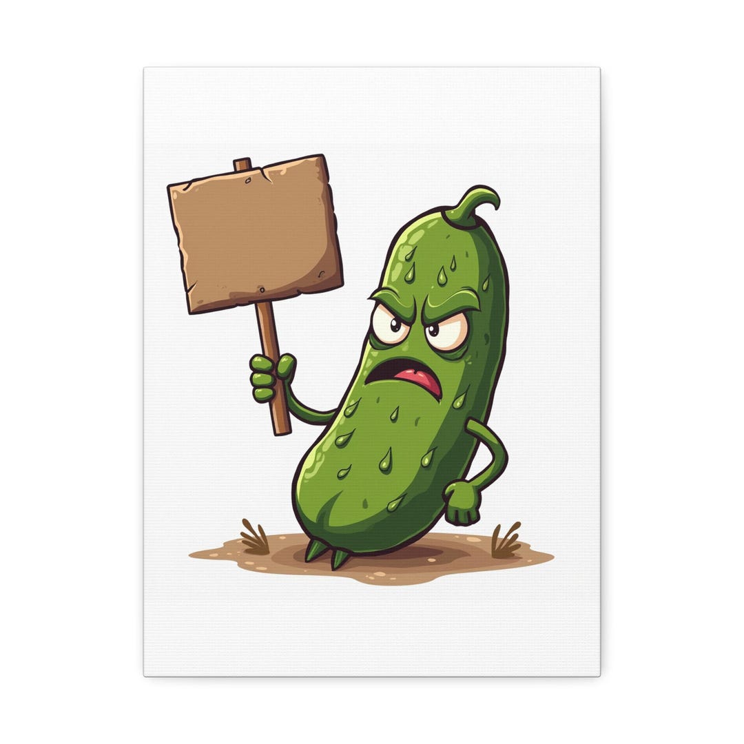 Angry Pickle | Funny Vegetable Wall Art | Quirky Home Decor Canvas ...