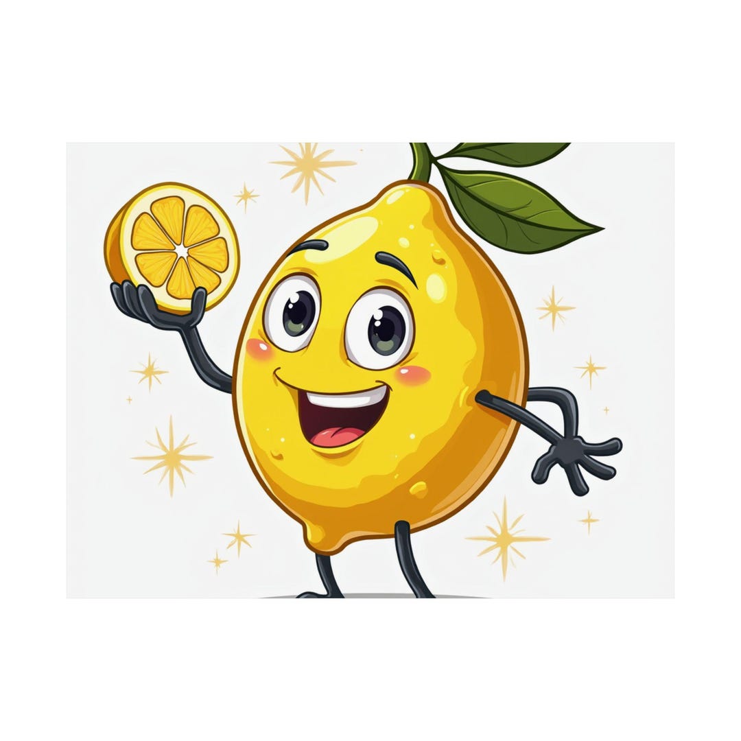 Whimsical Lemon | Kawaii Fruit Art Print | Wall Decor | Poster 24x18 - Etsy