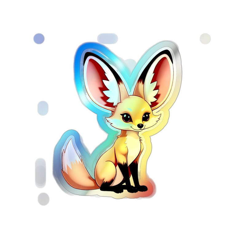 Fennec Fox Holographic Sticker, Anime Kawaii Laptop Decal, Cute Animal ...
