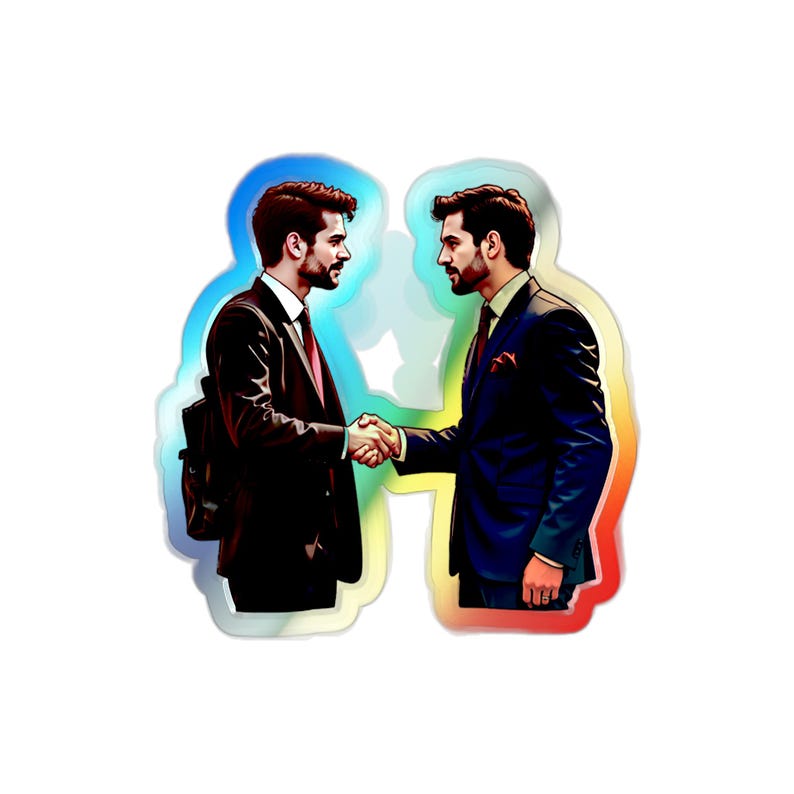 Business Handshake Holographic Sticker, Professional Laptop Decal ...