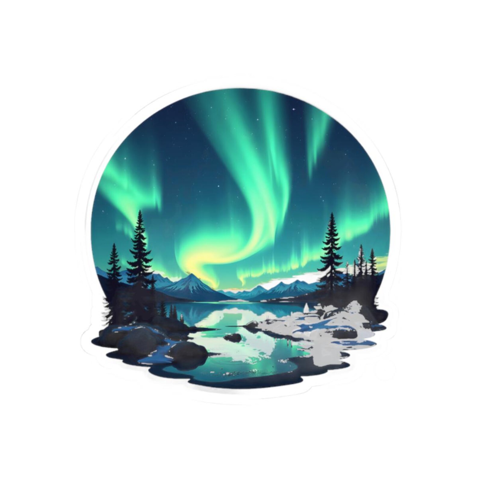 Northern Lights Sticker, Aurora Borealis Vinyl Decal, Laptop Sticker ...