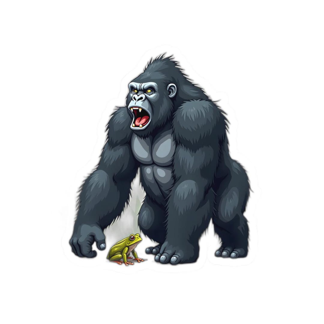 Gorilla Frog Cartoon Sticker - Cute Wildlife Animal Illustration ...