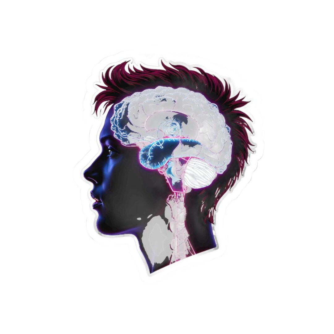 Brain Anatomy Sticker, Neon Vinyl Decal, Medical Student Gift ...