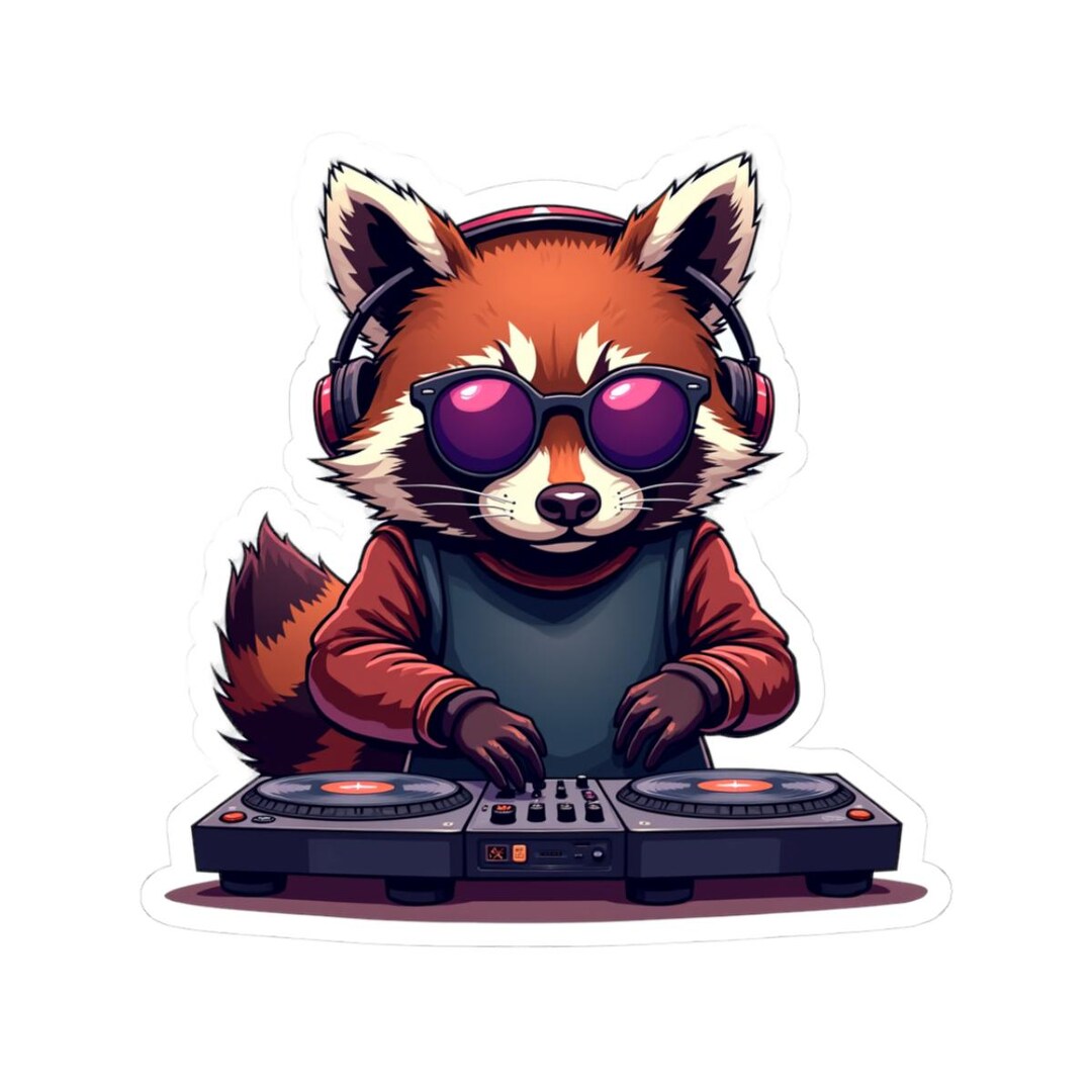 Cute Cartoon Fox DJ | Kisscut Vinyl Sticker | Waterproof Laptop Decal ...